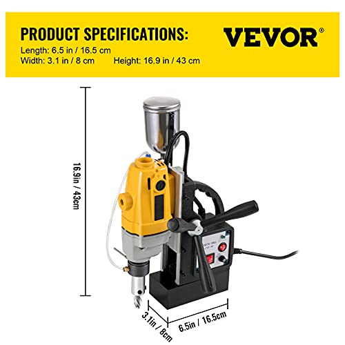 VEVOR MD40 1-1/2 in. Electric Magnetic Drill Press Drilling Machine with 11PC HSS Cutter Set Precise Annular Cutter Kit Compact Switchable Evolution 1100W Magnet Force