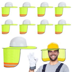 hard hat sun shade high visibility reflective hard hat visor full brim mesh neck sunshade fits both cap hardhats for outdoor activities, neon yellow (10 pcs)