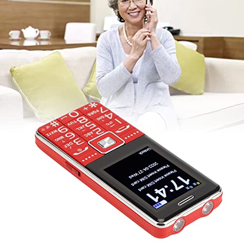 Multifunction Mobile Phone, G600 Mobile Phone, Large Keyboard, Lower Power Consumption, Onetouch SOS Dual Card, Dual Standby for Children at Home (Red)