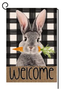 buffalo easter garden flag 12x18 vertical double sided welcome spring bunny carrot farmhouse holiday outside decorations burlap yard flag bw244