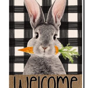 Buffalo Easter Garden Flag 12x18 Vertical Double Sided Welcome Spring Bunny Carrot Farmhouse Holiday Outside Decorations Burlap Yard Flag BW244