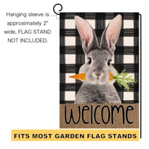 Buffalo Easter Garden Flag 12x18 Vertical Double Sided Welcome Spring Bunny Carrot Farmhouse Holiday Outside Decorations Burlap Yard Flag BW244