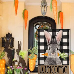 Buffalo Easter Garden Flag 12x18 Vertical Double Sided Welcome Spring Bunny Carrot Farmhouse Holiday Outside Decorations Burlap Yard Flag BW244