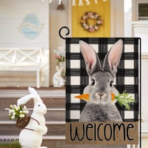 Buffalo Easter Garden Flag 12x18 Vertical Double Sided Welcome Spring Bunny Carrot Farmhouse Holiday Outside Decorations Burlap Yard Flag BW244