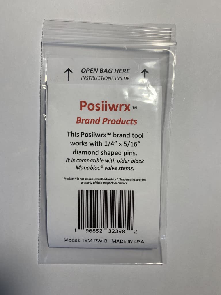 Posiiwrx Aftermarket Key Compatible with Older Manabloc Black Male Diamond Pinned Valve Stems | Female Slotted T-handle Wrench