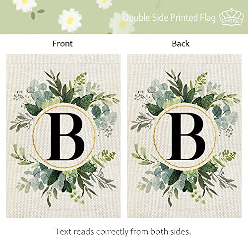 CROWNED BEAUTY Monogram Letter B Garden Flag Floral 12x18 Inch Double Sided for Outside Small Burlap Family Last Name Initial Yard Flag CF764-12