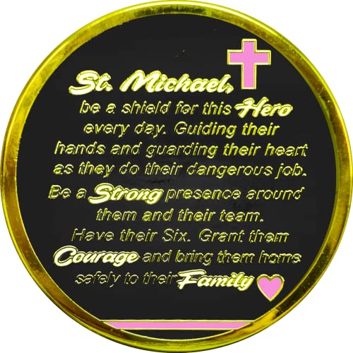 GL7-003 Thin Pink Line Breast Cancer Awareness Survivor Prayer Saint Michael Protect Us Matthew 14:30 Challenge Coin