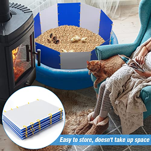 Chicken Brooder Start Kit - Safe Reusable Chicken Brooder Box with Dense Holes on Hollow Corrugated Boards and Small Snap Rings for Chicks Ducklings (Blue & White)