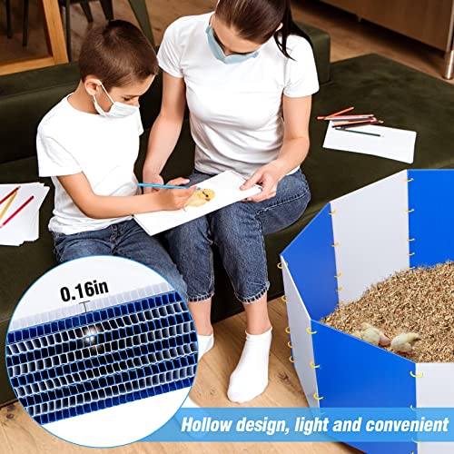 Chicken Brooder Start Kit - Safe Reusable Chicken Brooder Box with Dense Holes on Hollow Corrugated Boards and Small Snap Rings for Chicks Ducklings (Blue & White)