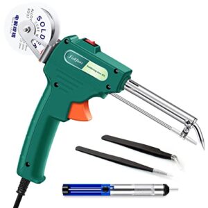 soldering iron kit, fulljion 60w automatic hand held solder welding gun tool with welding wire,desoldering pump for soldering circuit board, home diy, electronic repair