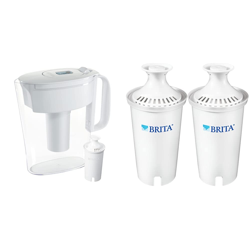 Brita Water Filter Pitcher + Standard Replacement Filters (2 Count)