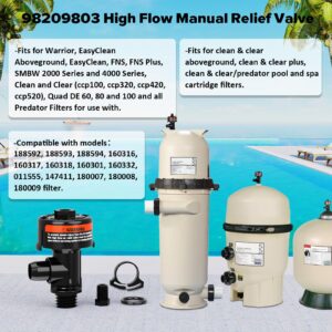 High Flow Manual Air Relief Valve Replacement for Pool and Spa Filters, Pool Filter Air Relief Valve, Air Relief Valve for Pool Filter, Includes Relief Valve, Gauge Plug, O-rings.