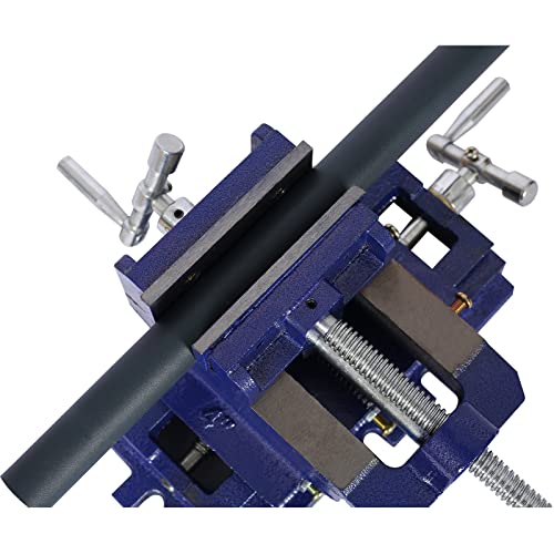 Cross Slide Vise, 4-Inch Drill Press Metal Milling 2 Way X-Y Heavy Benchtop Clamp Machine, for Wood Working, Blue