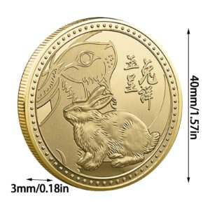 Chinese Zodiac Rabbit Commemorative, 2023 New Year of The Rabbit Uncirculated Coin, Collector Coin with Red Envelope, for Collectors, Craft Decorations, Lucky Souvenir Gifts