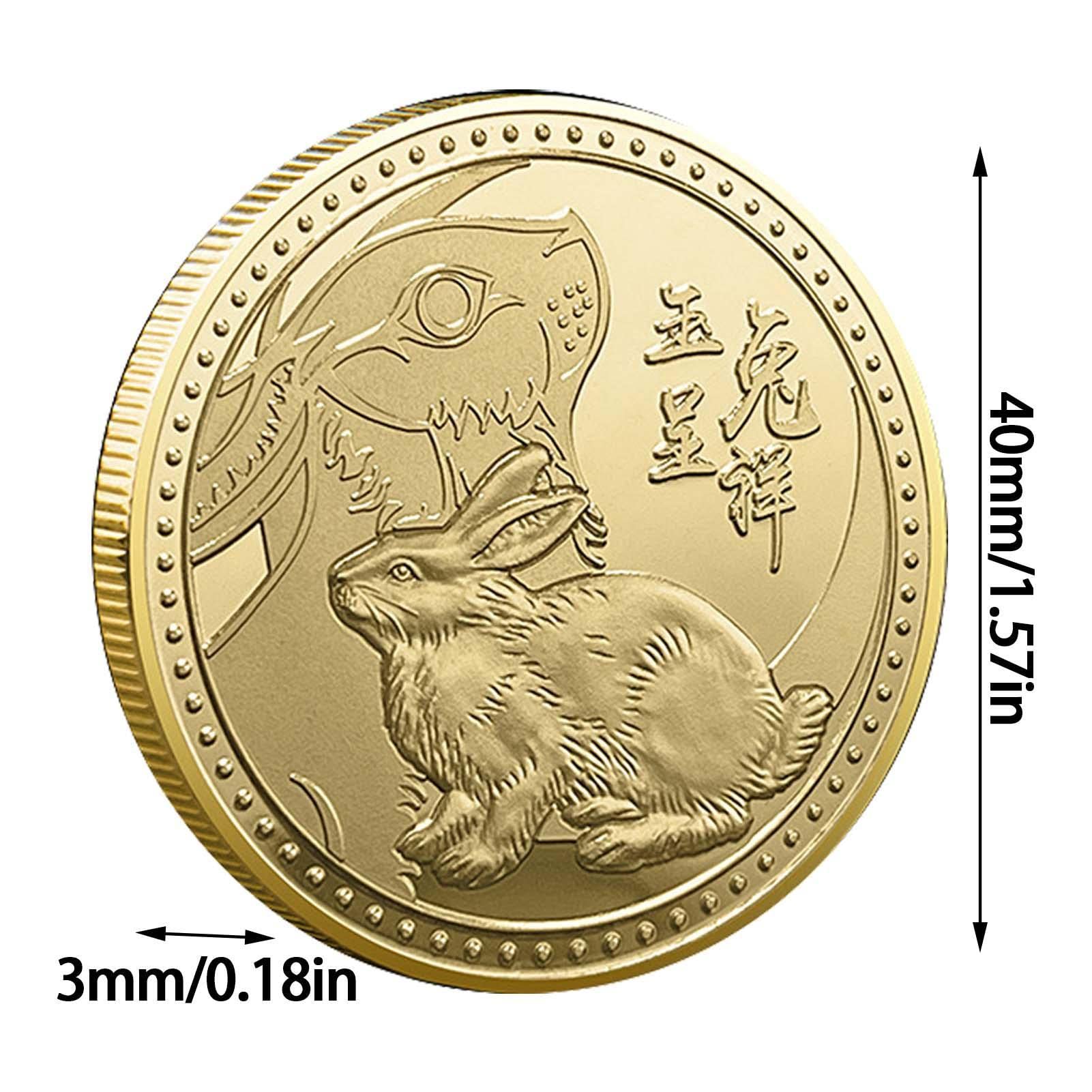 Chinese Zodiac Rabbit Commemorative, 2023 New Year of The Rabbit Uncirculated Coin, Collector Coin with Red Envelope, for Collectors, Craft Decorations, Lucky Souvenir Gifts