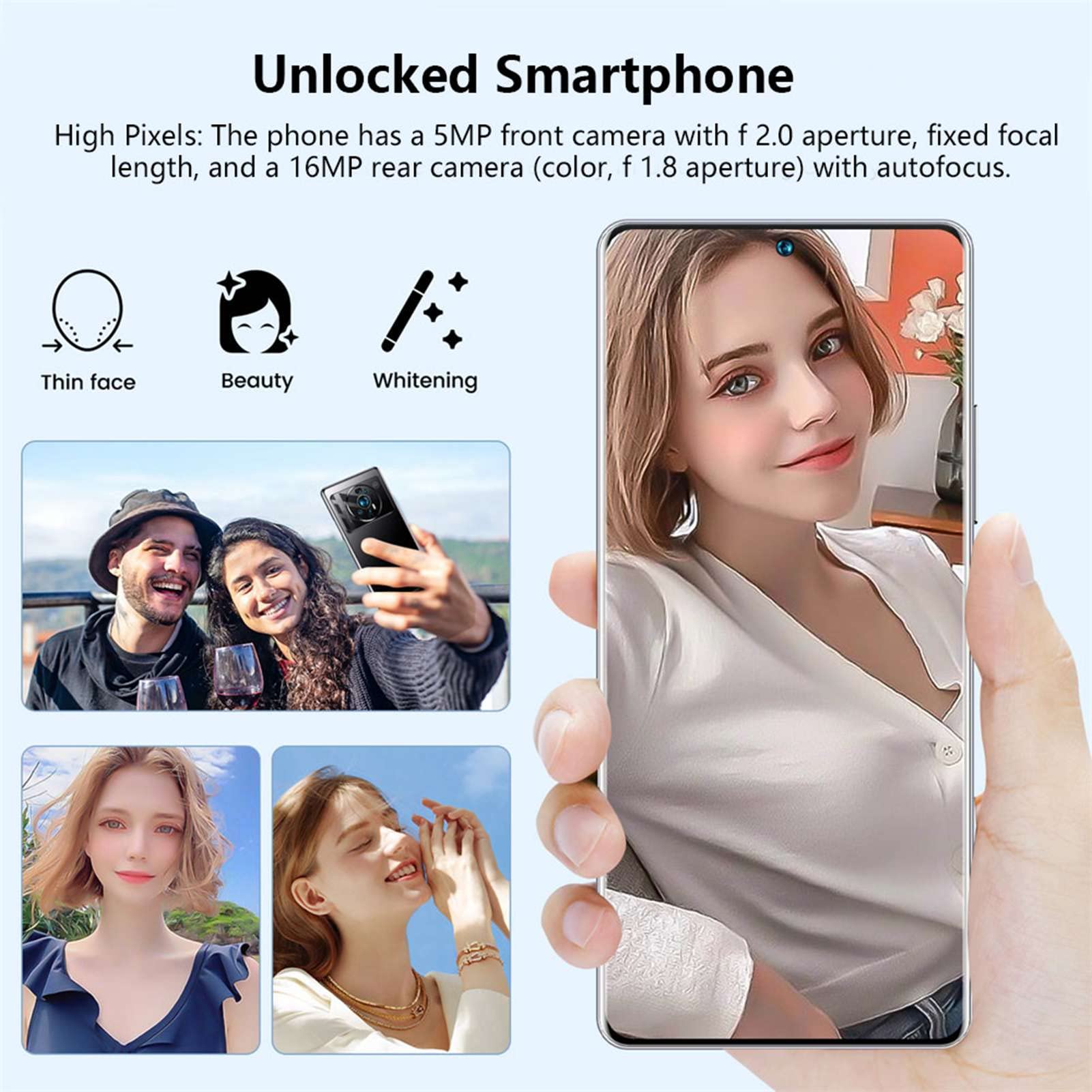 M12 Ultra Unlocked Smartphone, 6.82in HD Screen, 6GB RAM and 128GB ROM, Front 5MP Rear 16MP, 7300mAh Battery, 4G Network Phone for Android 10.0 System(USA)