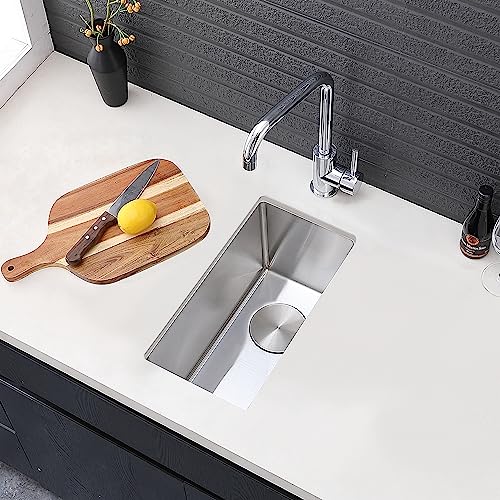 Comllen Bar Sink Undermount, 10 Inch Small Kitchen Sink, 10" x 18" Stainless Steel Wet Bar Sink, 16 Gauge Single Bowl Sink for Outdoor Prep RV Yard Laundry Utility with Drain