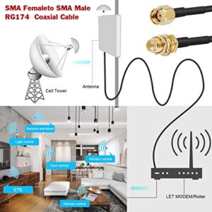 CAPChang RG174 Coaxial Cable RP SMA Antenna Extension Cable 2-Pack 6.5FTRP-SMA Male to RP-SMA Female Bulkhead Mount Connectors Low Loss Antenna Cable for WiFi Antenna WiFi Router Security IP Camera