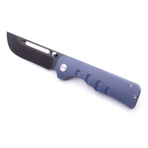 AMEIGHT KNIVES Elgar Pocket Folding Knife 3.5" Black PVD S90V Blade Blue Anodized Titanium Handle AM8-004BU