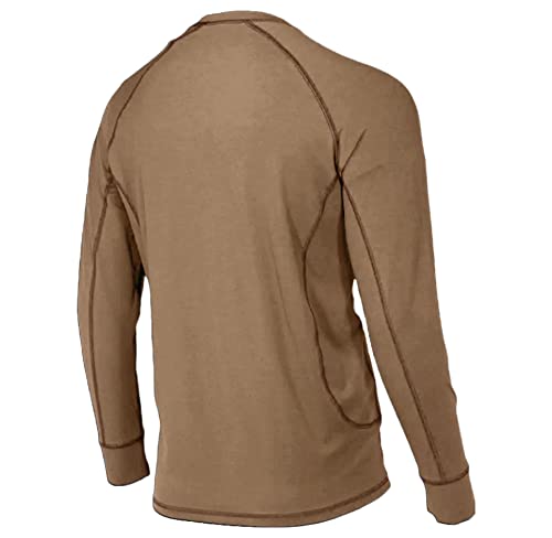 Knox FR Shirts for Men | Double Stitched Long Sleeve Crew Flame Resistant Shirt | NFPA2112 Light Weight Fire Retardant Welding Shirt (Tan - Medium)