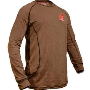 Knox FR Shirts for Men | Double Stitched Long Sleeve Crew Flame Resistant Shirt | NFPA2112 Light Weight Fire Retardant Welding Shirt (Tan - Medium)