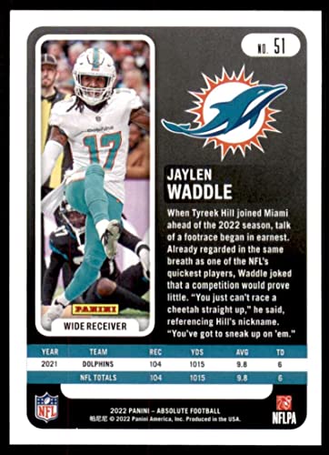 2022 Panini Absolute #51 Jaylen Waddle Miami Dolphins NM-MT NFL Football