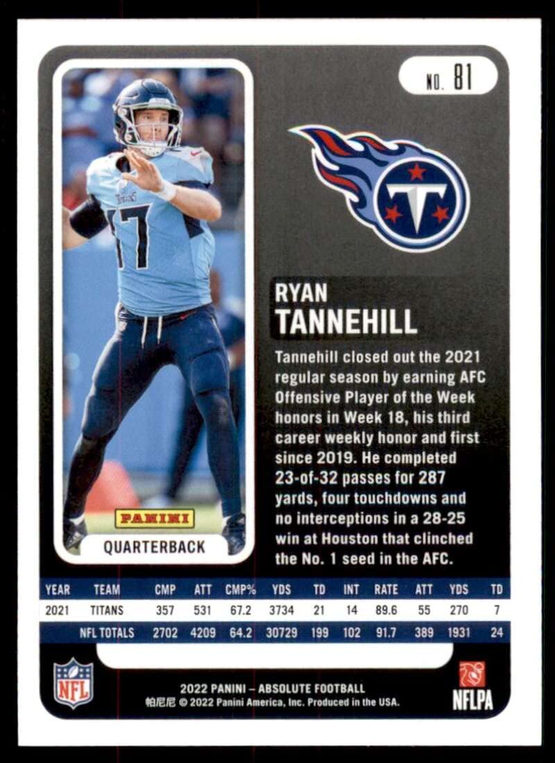 2022 Panini Absolute #81 Ryan Tannehill Tennessee Titans NM-MT NFL Football