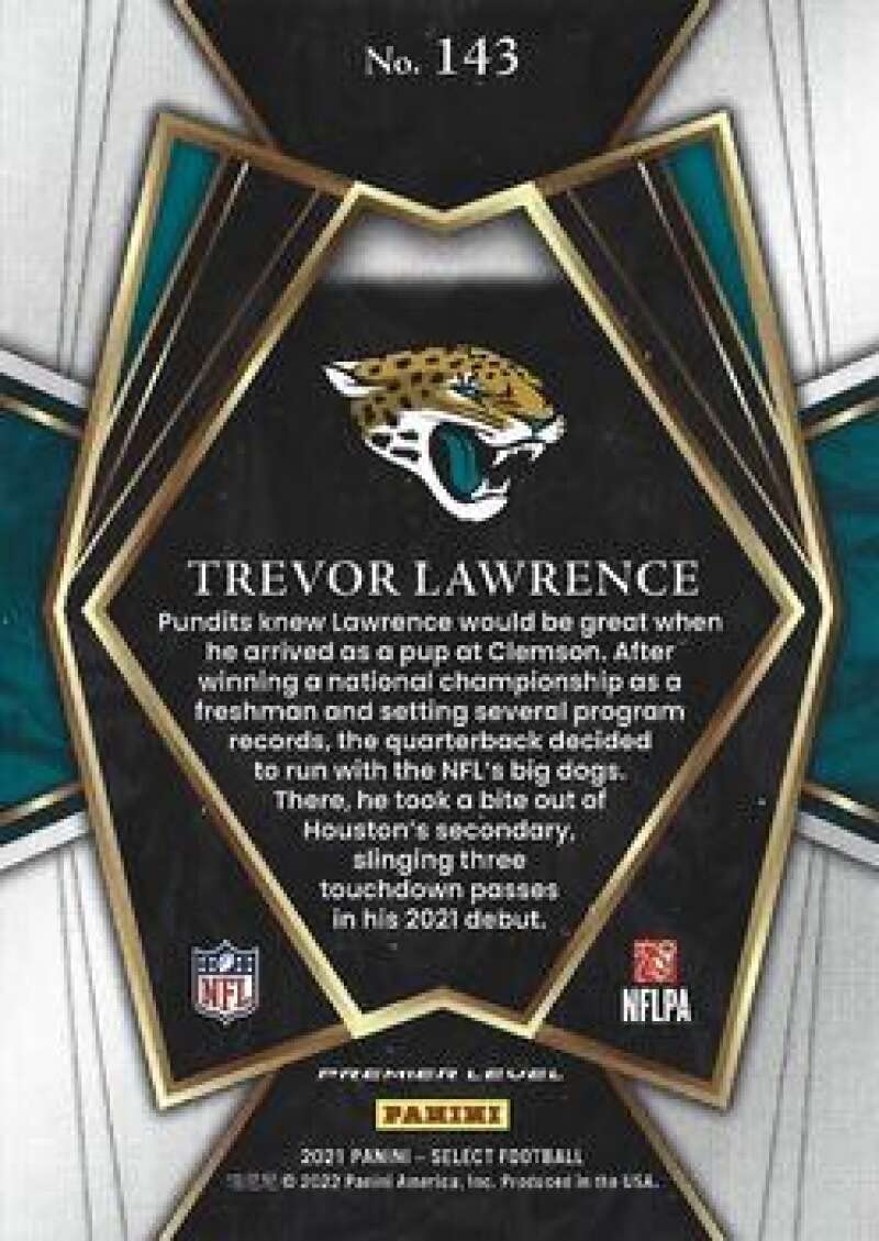 2021 Panini Select #143 Trevor Lawrence Premier Level Jacksonville Jaguars RC Rookie NFL Football Trading Card