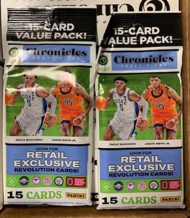 2022-23 Panini Chronicles Draft Basketball Two Value Cello Pack Lot FACTORY SEALED (Look For Rookies of Pablo Banchero; Jaden Ivey; Jalen Duren and more)