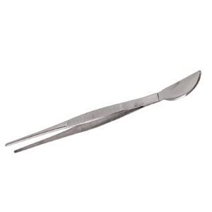 Biitfuu Bonsai Tweezers Stainless Steel Moon Spatula Head Stainless Steel Bonsai Tweezers for Curved Style (Straight)