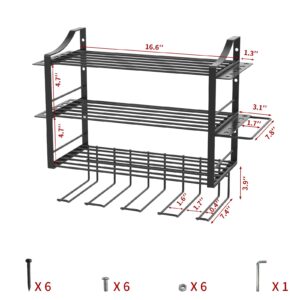 ZWanPing 4 Layers Power Tool Organizer,Heavy Duty Drill Holder Wall Mount Tool Shelf, Heavy Duty Metal Tool Hangers Utility Storage Shelves for Power Tools, Separate Tool Rack