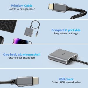 fairikabe USB C to HDMI Adapter Dual 4K@60Hz, 4 in 1 USB C to HDMI Converter with 100W PD Charging USB 3.0, USB C to HDMI Splitter Extended Display Compatible Thunderbolt 3/4