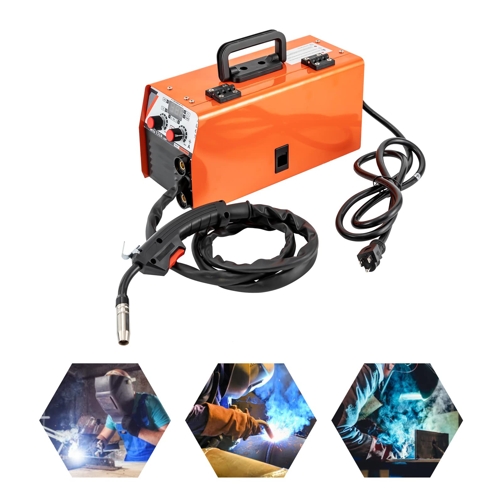 110/220V Welding Machine MIG/Lift TIG/ARC 3-in-1 Welder Machine Kits 135A Flux Core Welder MIG Welding Machine