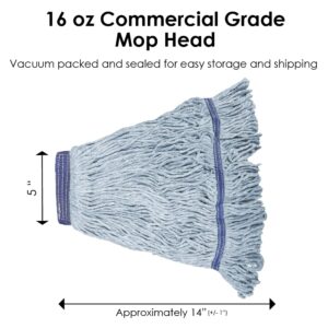 Innovative Haus Heavy Duty Blue Commercial Mop Head Replacement. Synthetic Cotton Blend Looped End String Mop Refill. Industrial Grade Cleaning Use Wet Mop Heads. Durable Universal Headband. 1 Pack