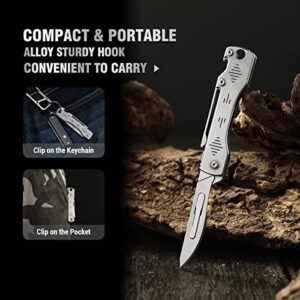 ITOKEY Pocket Knife for Men, Scalpel Knife with Clip, EDC Utility knife, Slim Razor Knife with 10pcs #23 Replaceable Blades, Bottle Opener, Surgical Keychain Knives for Outdoor Skinning (#23 sliver)