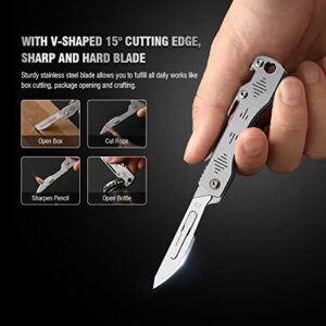 ITOKEY Pocket Knife for Men, Scalpel Knife with Clip, EDC Utility knife, Slim Razor Knife with 10pcs #23 Replaceable Blades, Bottle Opener, Surgical Keychain Knives for Outdoor Skinning (#23 sliver)