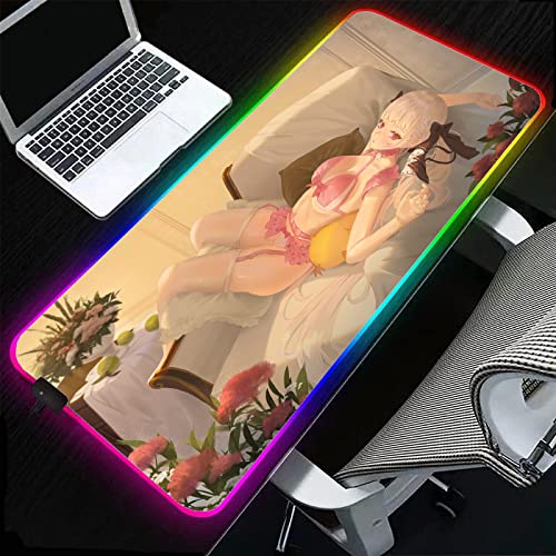 Mouse Pads Anime Girl Sexy Butt Mouse Pad RGB LED Mouse Pad Computer Notebook PC Glowing Gaming Accessories Keyboard Carpet Mat 39.37 inch x19.68 inch -A9