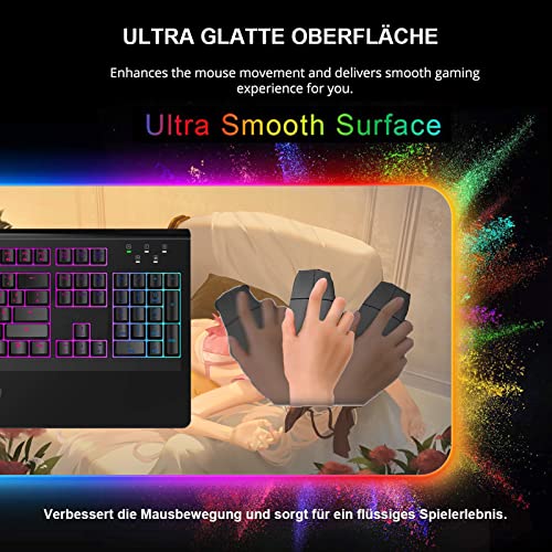 Mouse Pads Anime Girl Sexy Butt Mouse Pad RGB LED Mouse Pad Computer Notebook PC Glowing Gaming Accessories Keyboard Carpet Mat 39.37 inch x19.68 inch -A9