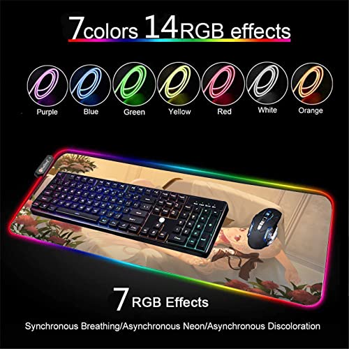 Mouse Pads Anime Girl Sexy Butt Mouse Pad RGB LED Mouse Pad Computer Notebook PC Glowing Gaming Accessories Keyboard Carpet Mat 39.37 inch x19.68 inch -A9