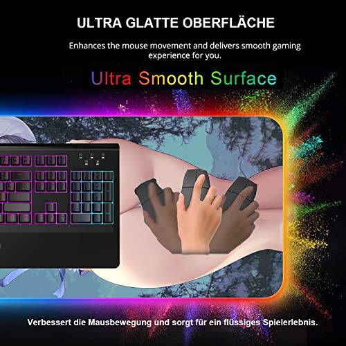 Mouse Pads Anime Girl Sexy Butt Mouse Pad RGB LED Mouse Pad XXL Computer Keyboard Carpet Pad Gaming Accessories Gamer PC USB Gaming Desk Mousepad 39.37 inch x19.68 inch -A5