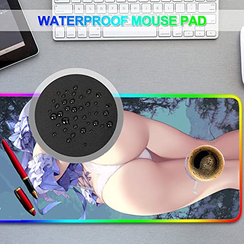 Mouse Pads Anime Girl Sexy Butt Mouse Pad RGB LED Mouse Pad XXL Computer Keyboard Carpet Pad Gaming Accessories Gamer PC USB Gaming Desk Mousepad 39.37 inch x19.68 inch -A5