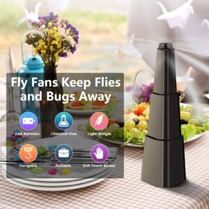 VENOAL Fly Fans for Tables,Fly Repellent with Soft Blades Keep Flies Away,Portable Fly Fans Indoor Outdoor with Hook,Table Top Fly Fans for Picnic,Restaurant,Party,Kitchen,and BBQ