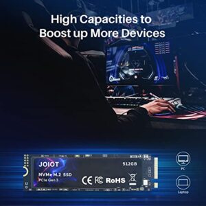 JOIOT 512GB SSD NVMe M.2 Internal Solid State Drive w/V-NAND Technology, Storage and Memory Expansion for Gaming, Max Speed,Black