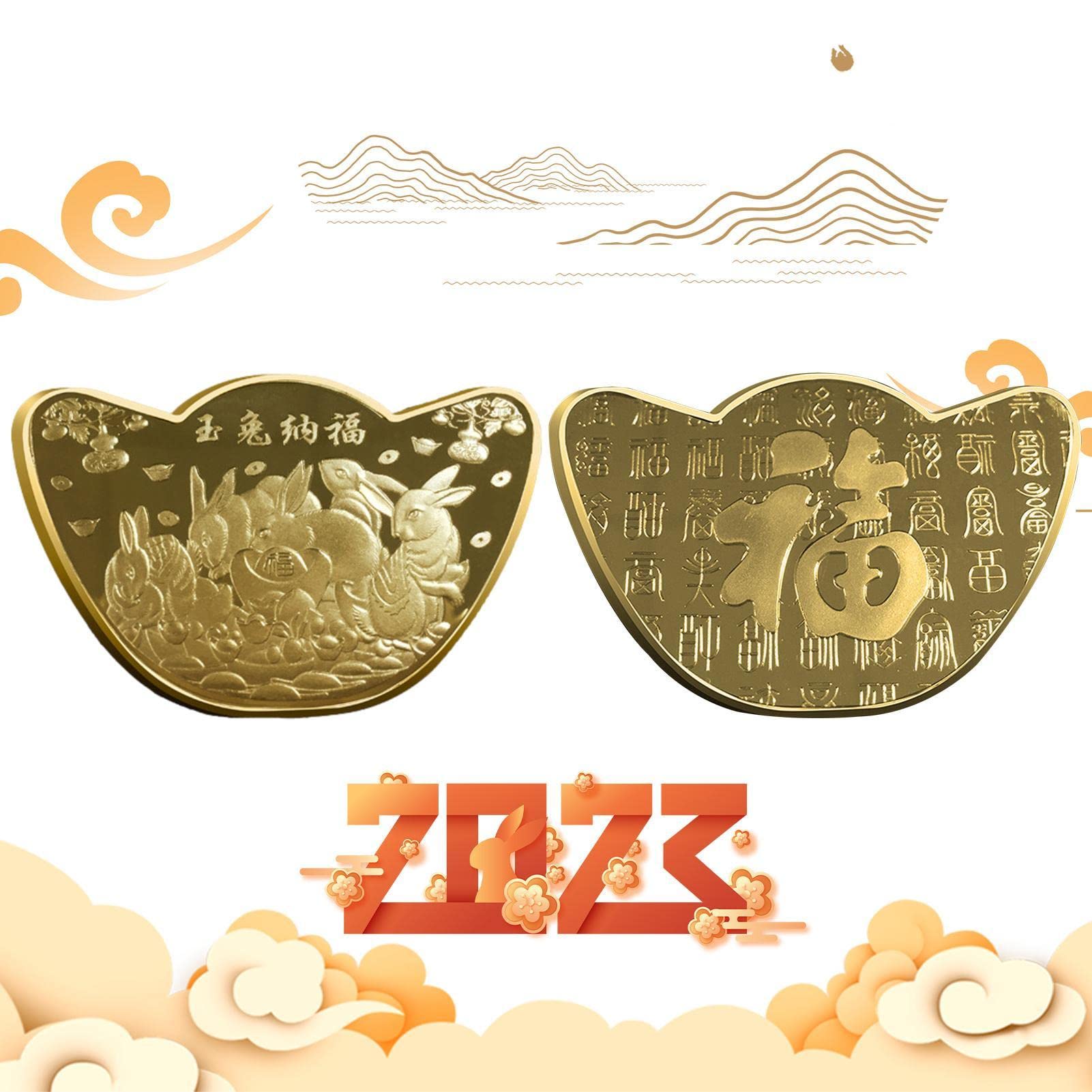 Chinese Zodiac Rabbit Commemorative, 2023 New Year of The Rabbit Uncirculated Coin, Collector Coin, for Collectors, Craft Decorations, Lucky Souvenir Gifts