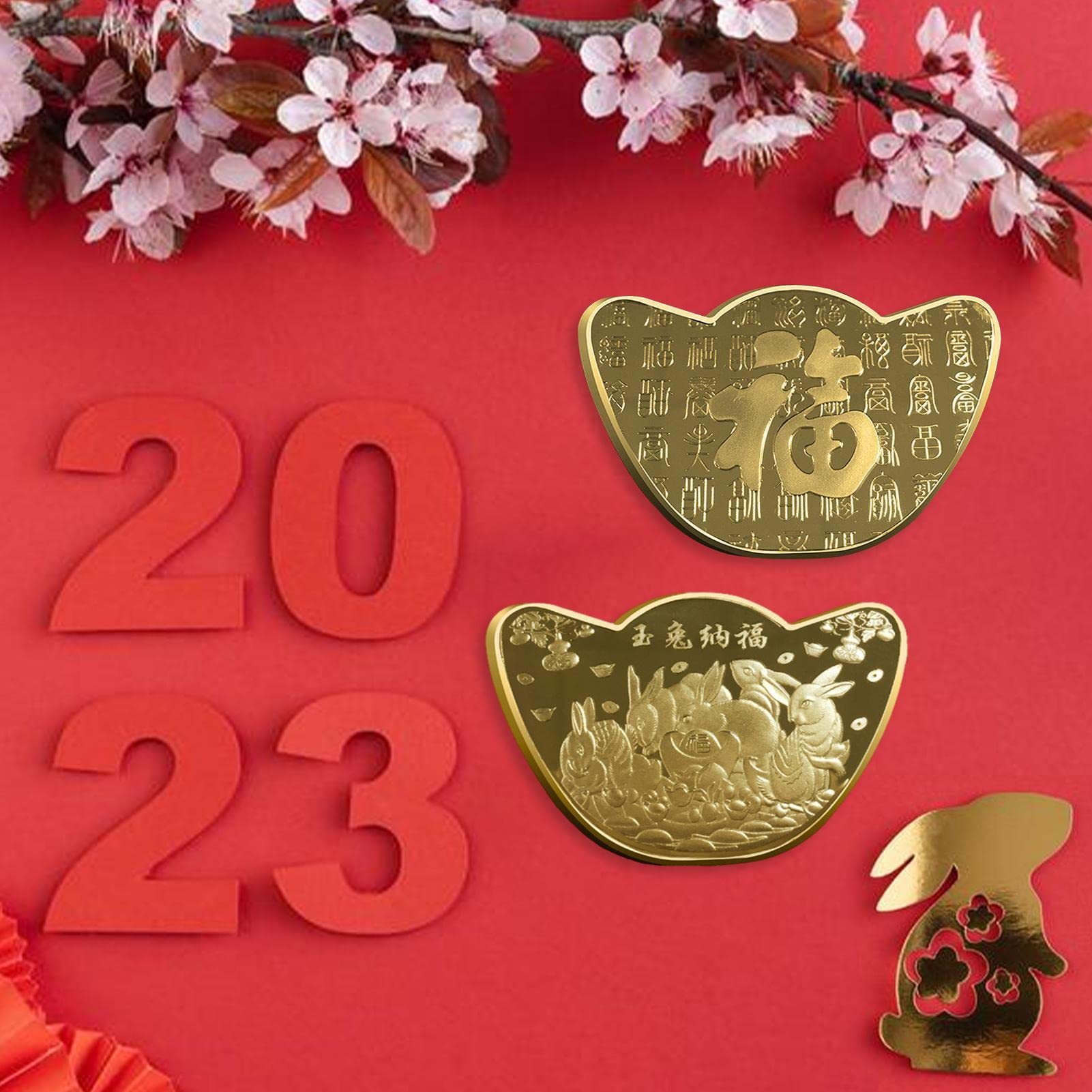 Chinese Zodiac Rabbit Commemorative, 2023 New Year of The Rabbit Uncirculated Coin, Collector Coin, for Collectors, Craft Decorations, Lucky Souvenir Gifts