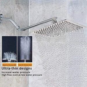 Rain Shower Head 12 inch, 304 Stainless Steel Large High Pressure Square Rainfall Showerhead for Bathroom, Easy to Install, Awesome Shower Experience