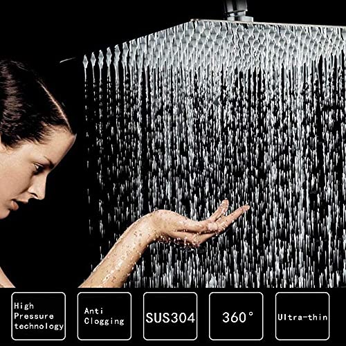 Rain Shower Head 12 inch, 304 Stainless Steel Large High Pressure Square Rainfall Showerhead for Bathroom, Easy to Install, Awesome Shower Experience