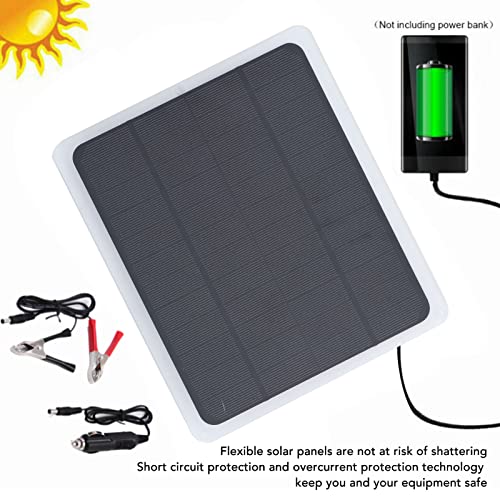 Solar Charging Panel, 20W 12V Solar Panel Car Battery Charger Trickle Charger Maintainer with Alligator Clip Adapter for Boat Car Truck Lawn Mower RV Motorcycle Automotive