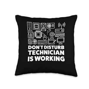 technical support information computer repairing g don't disturb technician is working tech support throw pillow, 16x16, multicolor