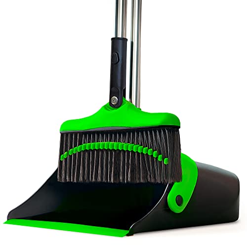 Broom and Dustpan Set for Home with Long Handle - Broom with Stand Up Dust Pans Combo Set for Kitchen, Lobby, Home Cleaning Essentials - Magic Kitchen Broom - Escobas para Barrer Piso